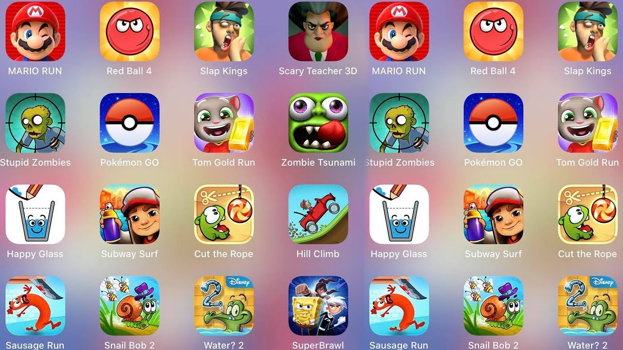 HappyGlass,ScaryTeacher,Pokemon Go,SuperBrawl,Zombie Tsunami,RedBall4 ...