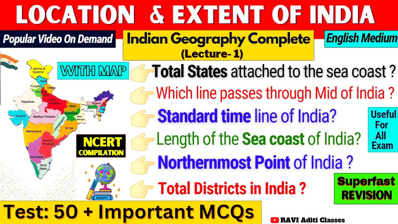Indian Geography- Location and Extent Of India | Bharat ki Sthiti aur ...