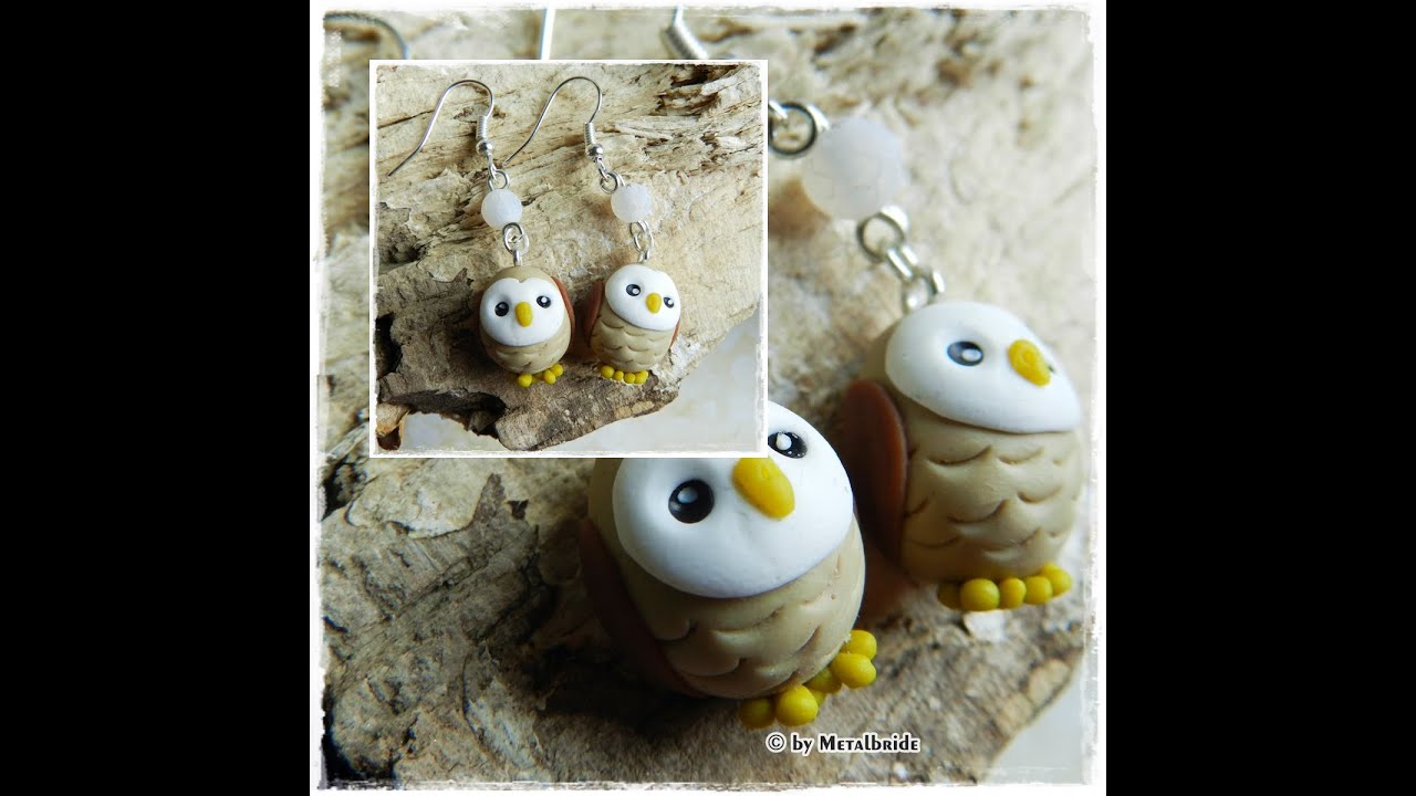 Let´s knet - Polymer clay/fimo Tutorial Owl earrings - YouTube