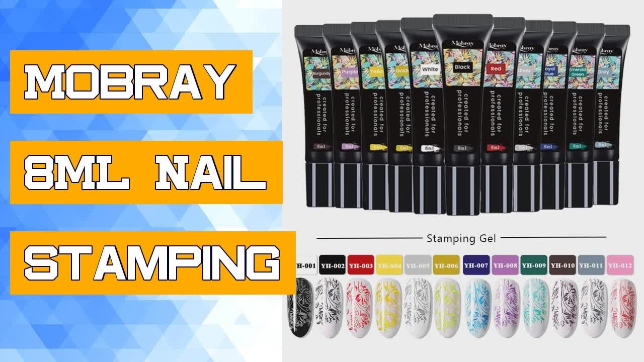 Mobray 8ML Nail Stamping Gel Polish White Colorful Painting Polish Semi ...