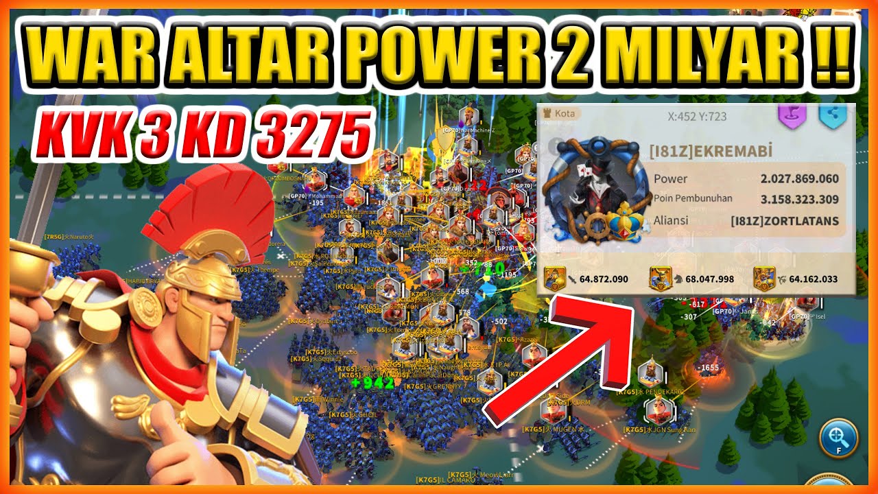 PEMAIN TERKUAT ROK POWER 2M WAR ALTAR KVK 3 KD 3275 !! - YouTube
