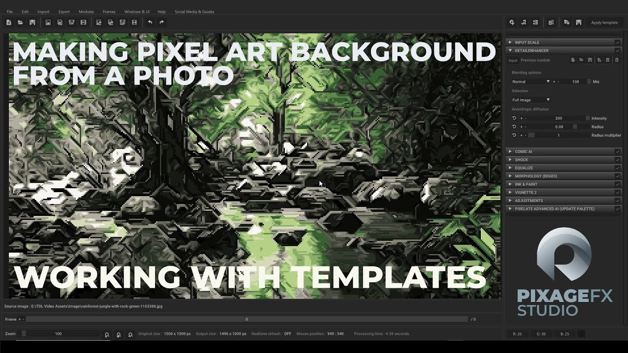 PHOTO to PIXEL ART BACKGROUND with PIXAGEFX STUDIO - YouTube