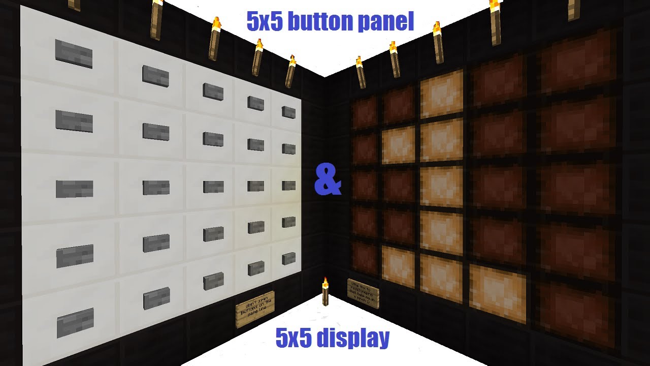 Minecraft - 5x5 pixel display with 5x5 button panel - YouTube