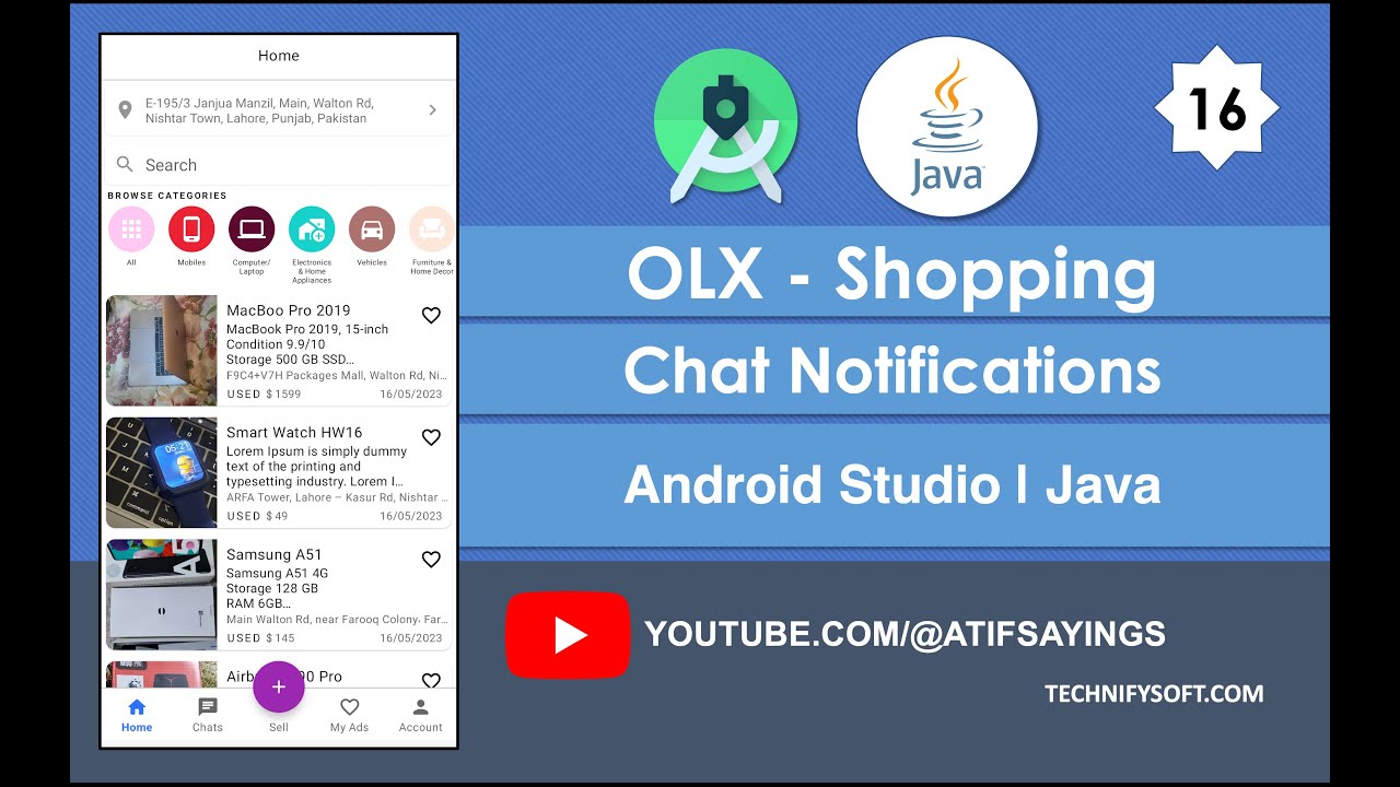 OLX Shopping | 16 Chat Notifications | Android Studio | Java - YouTube