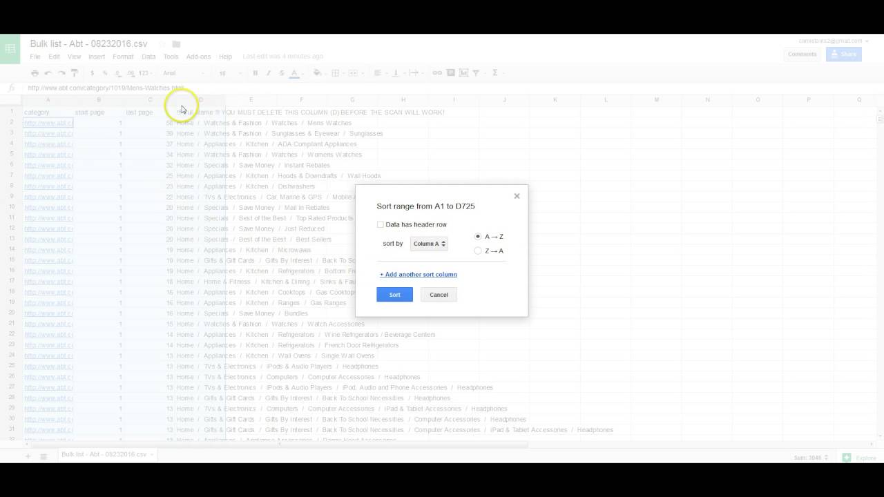 Tactical Arbitrage - Sorting Your Bulk Files Using Both Excel & Google ...