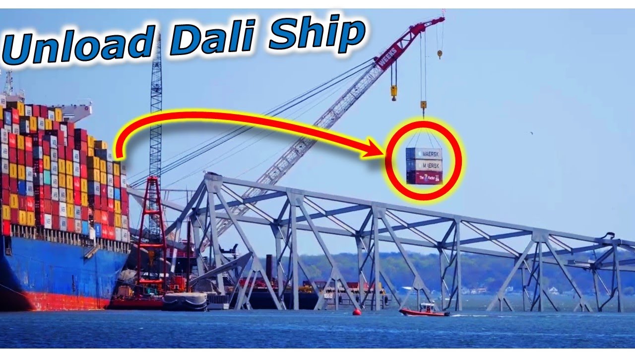 Channel Clearing, Unload MV Dali Ship | Baltimore Bridge Collapse - YouTube