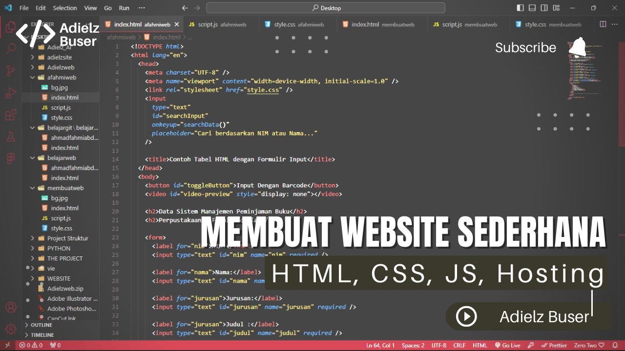 Tutorial Membuat Website Sederhana Html Css Js Hosting Youtube