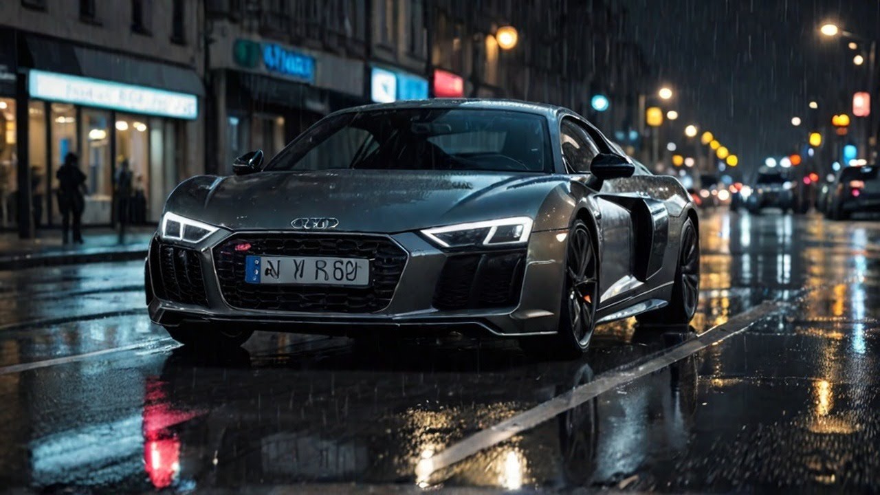 Audi R8 V10 Plus NIGHT DRIVING in the RAIN (2024) # ...