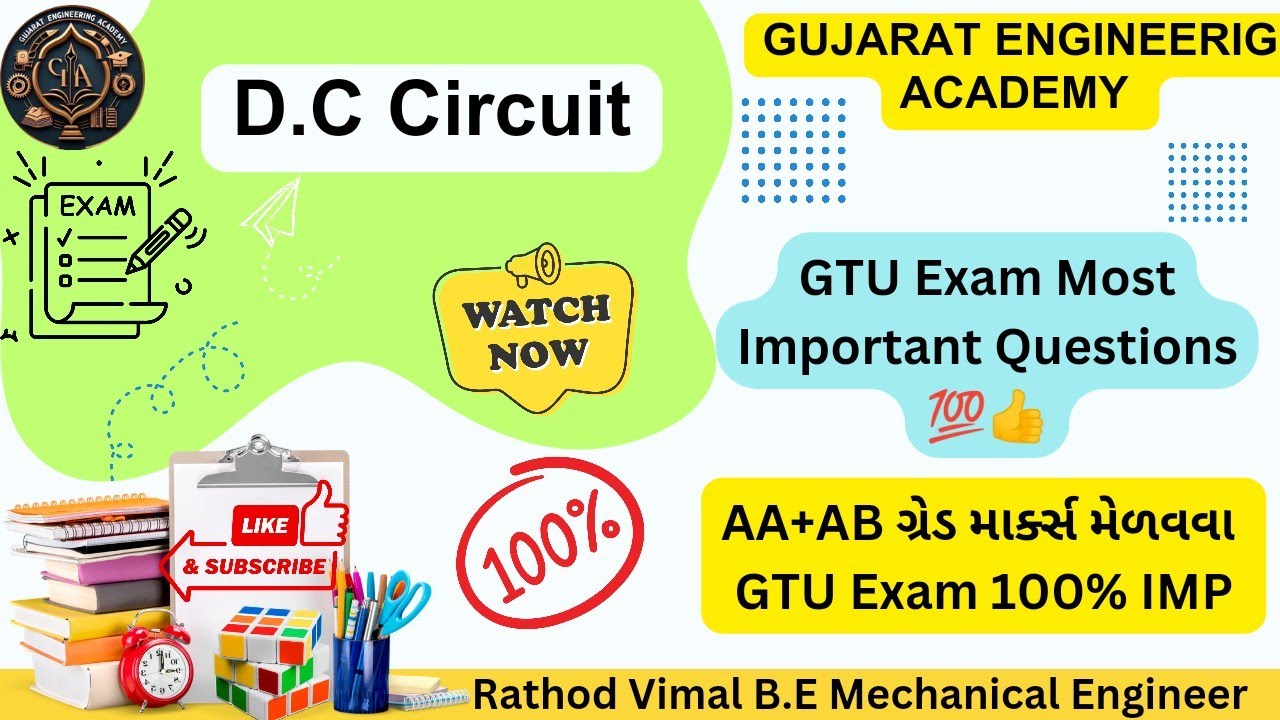 D.C Circuit GTU Most 💯Important Questions List. Diploma AA+AB ગ્રેડ ...