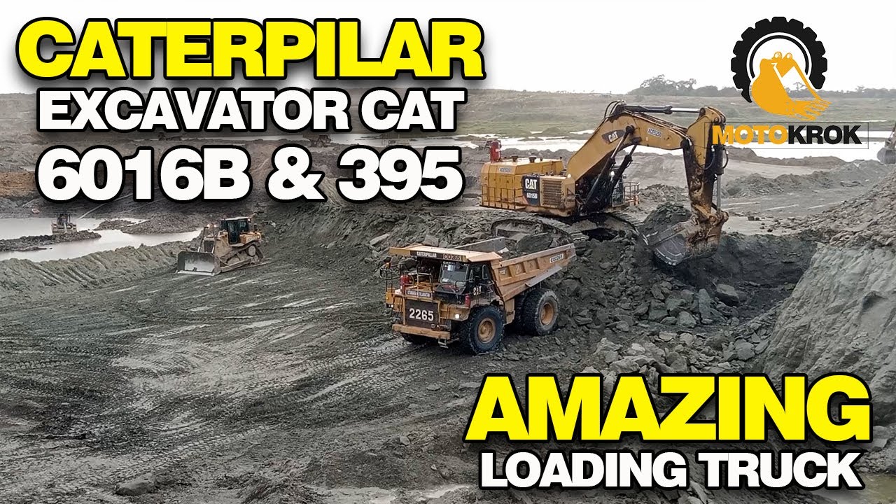 EXCAVATOR CAT 6015B DAN CAT 395 LOADING MATERIAL TRUCK TAMBANG OHT 773 ...