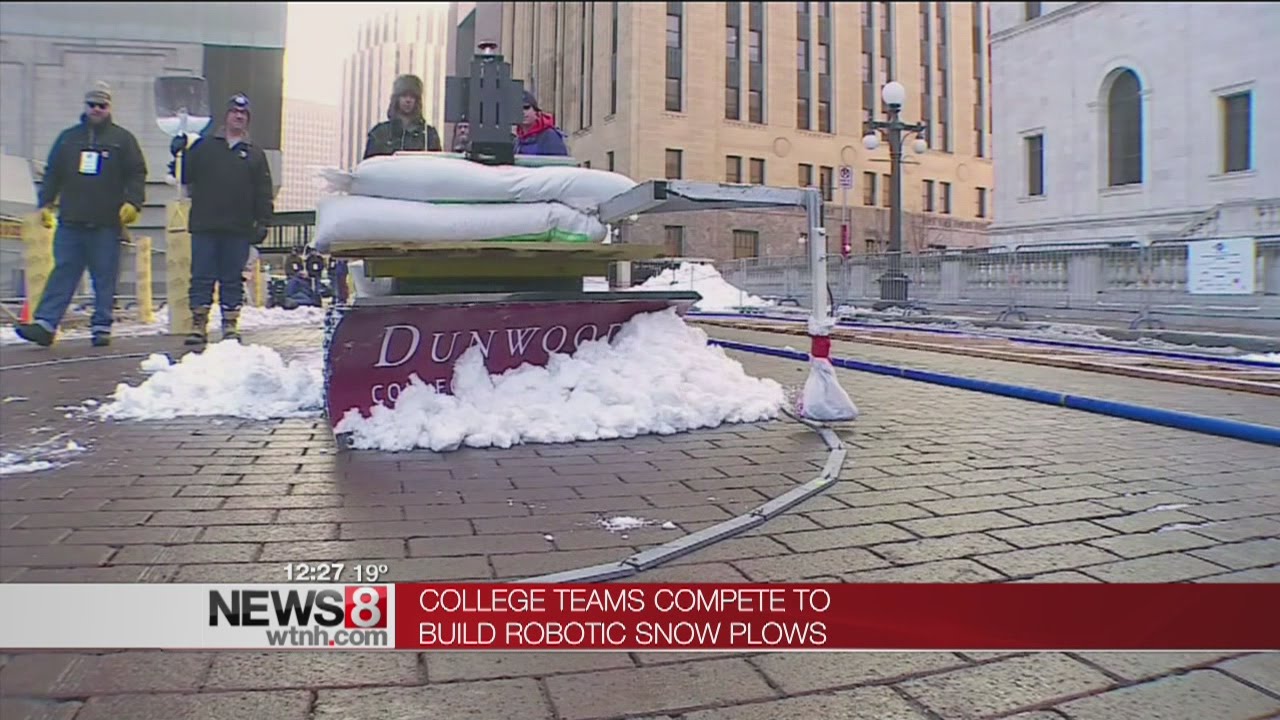 Robotic snow plows debut at competition - YouTube