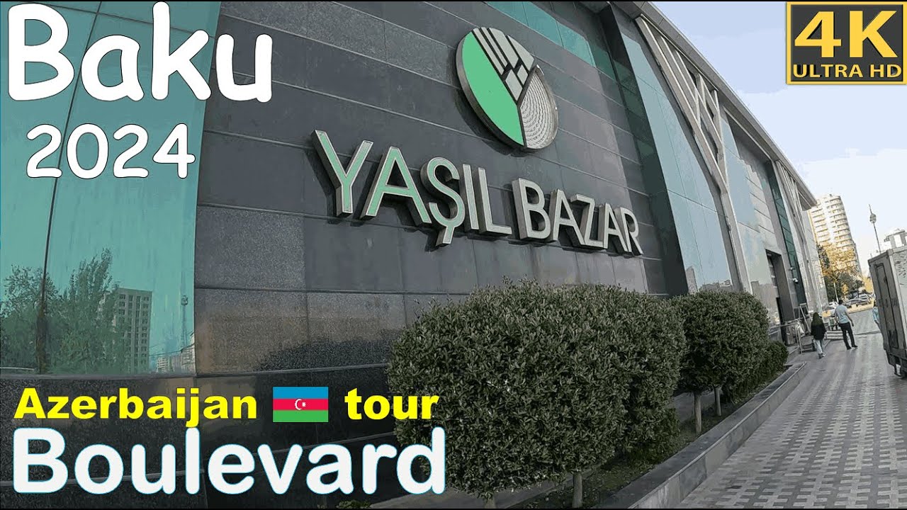 Baku | city center| Yashil bazaar |walking tour in 4k 60 fps #baku # ...
