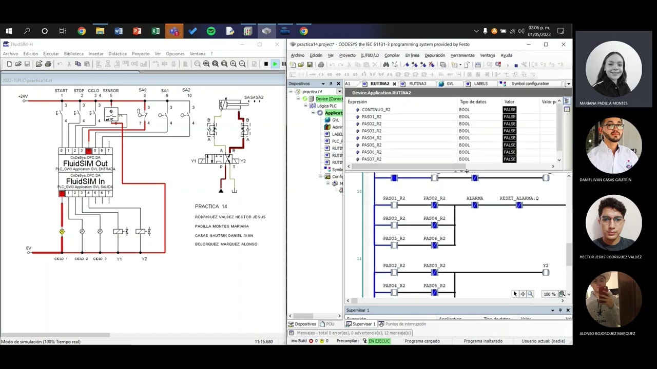 PRACTICA 14 - Simulación CODESYS - FluidSim-H - YouTube