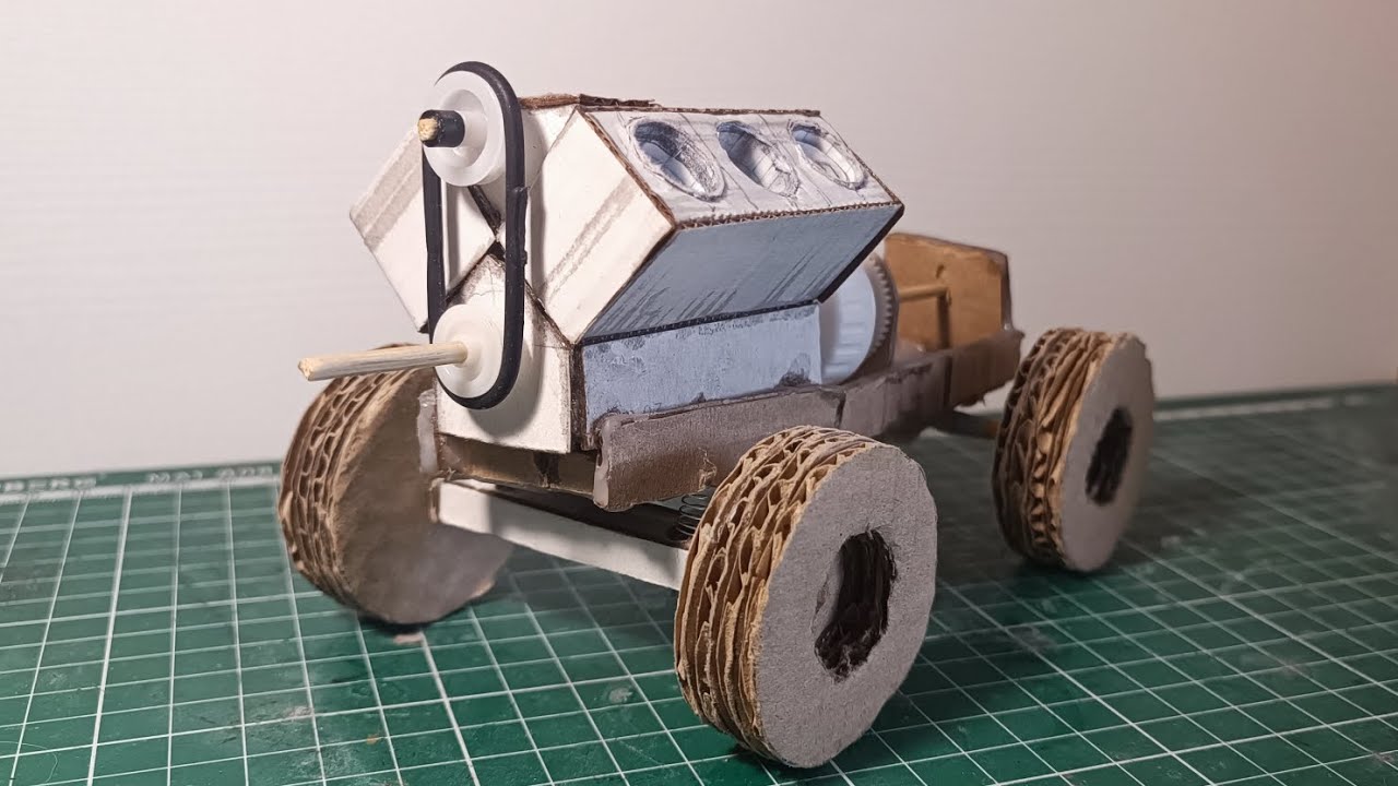 Рабочий Картонный двигатель,с рабочим редуктором. (Working cardboard ...