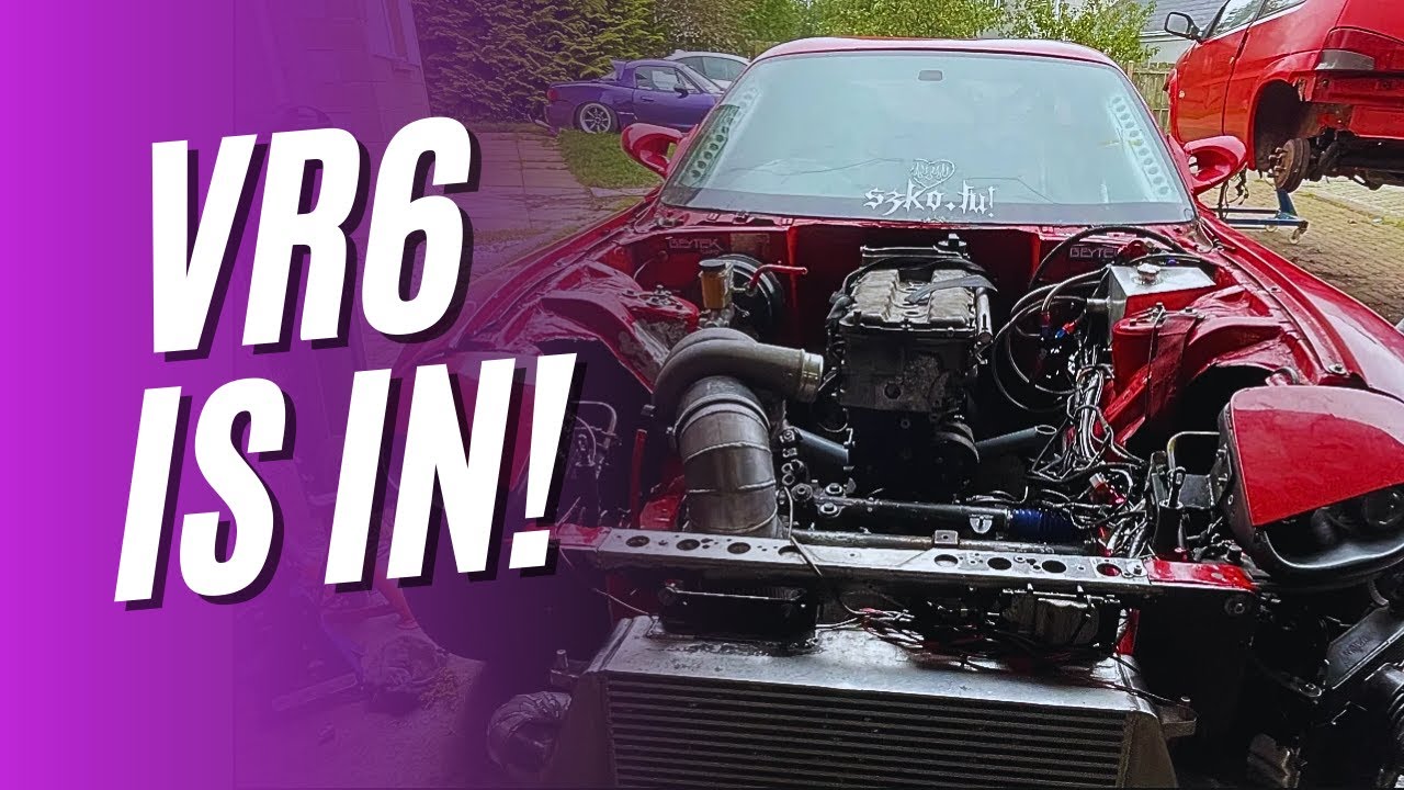 AWD RX7 gets some custom engine mounts for the VR6 engine - YouTube