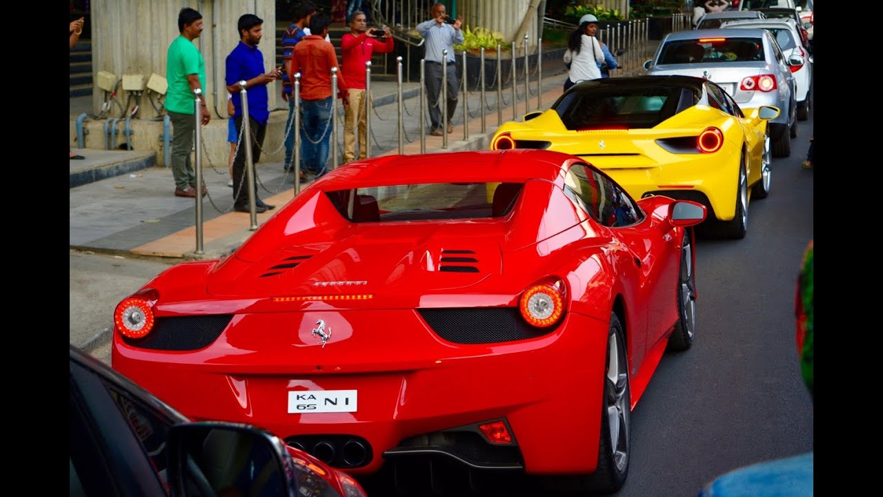 3 Ferrari's together in bangalore, FERRARI 488, FERRARI 458 SPIDER ...