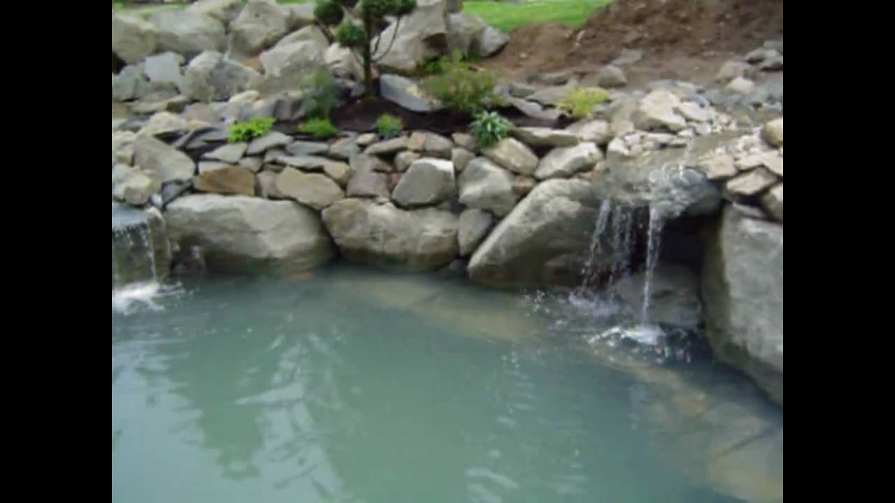 Pond with Multiple Waterfall and Stream Design - YouTube