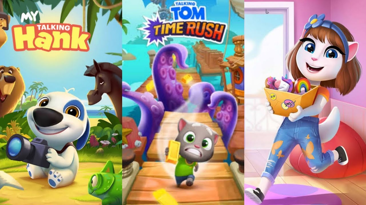 Talking Hank, Talking Tom Time Rush and Talking Angela 2 gameplay on ...