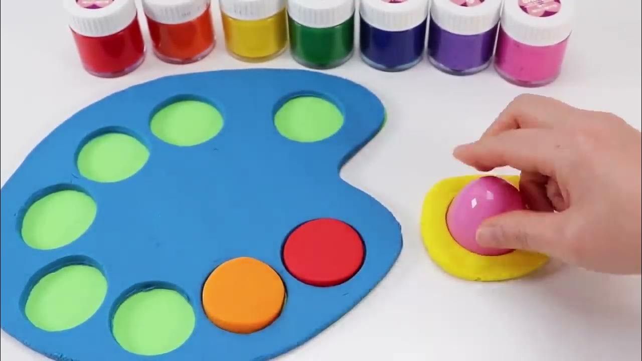 DIY How to Make Rainbow Art Palette and Color Brush with Play Doh| Kids ...
