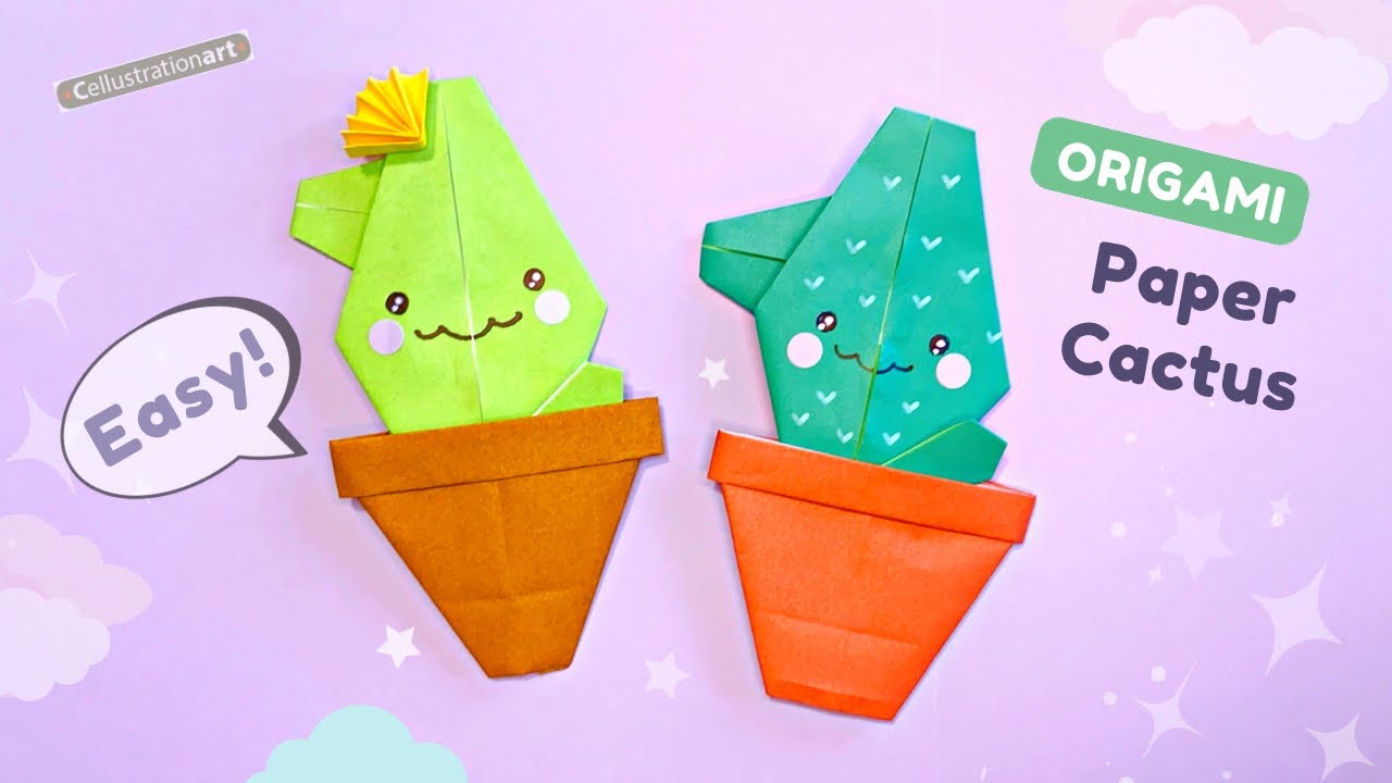 Easy Origami Cactus | DIY Cute Paper Cactus In A Pot | Mini Origami Pot ...