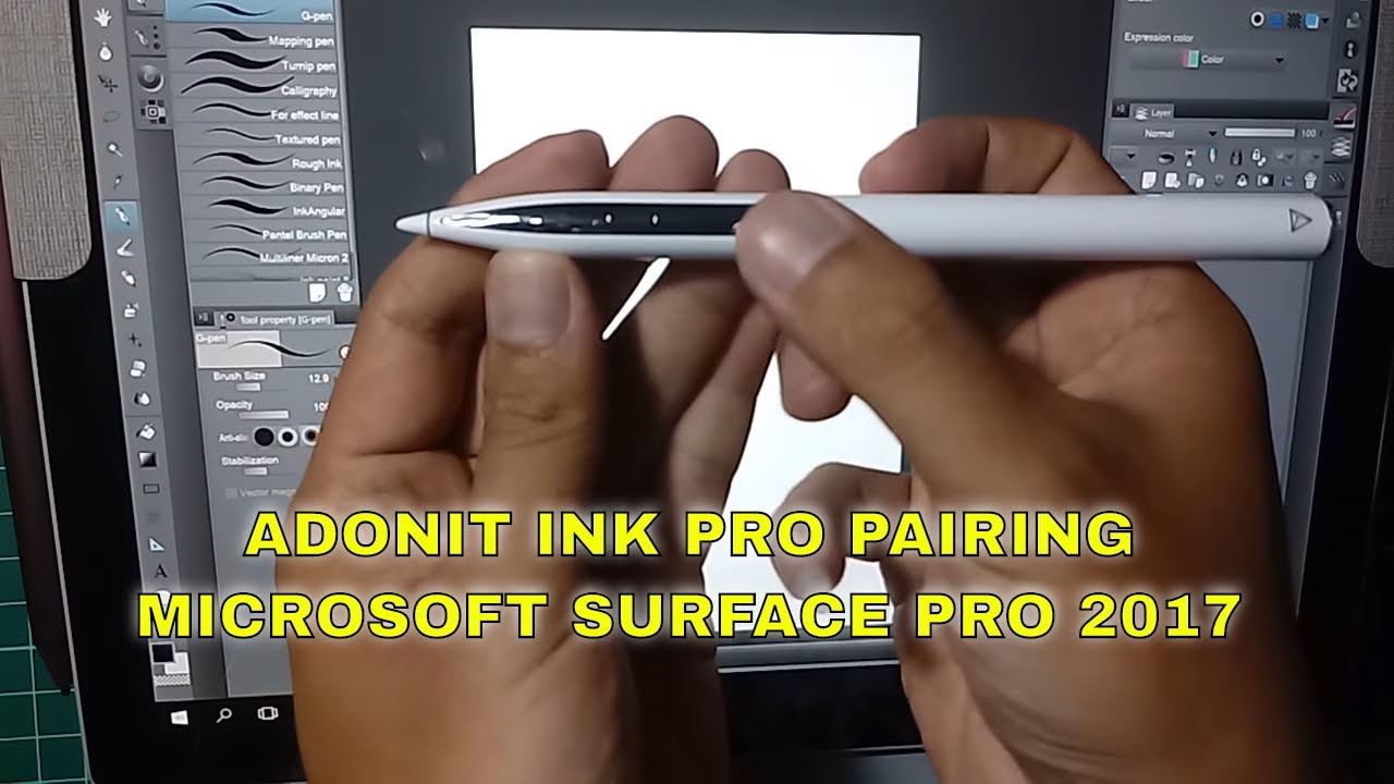 ADONIT INK PRO PAIRING MICROSOFT SURFACE PRO 2017 - Eroel Draw - YouTube