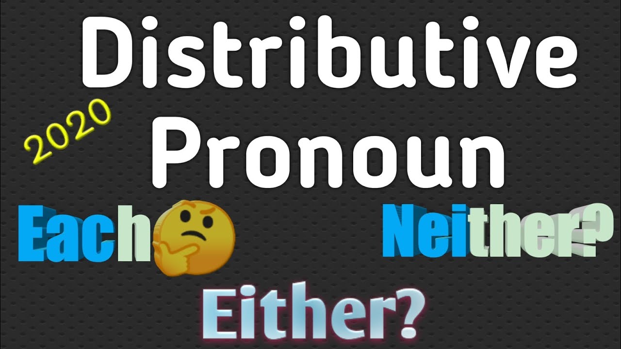Distributive Pronoun Use Each Either Neither Pronoun Part 6