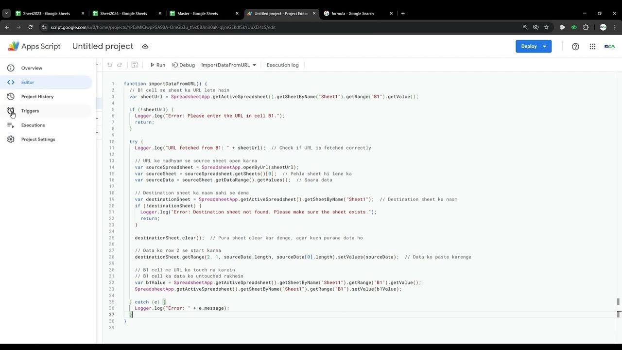 How to Import Data from Google Sheets Using Google Apps Script - YouTube