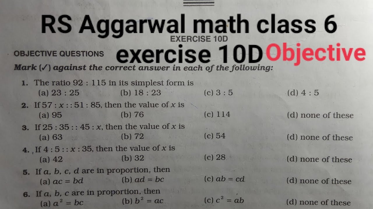 RS Aggarwal math class 6 exercise 10D solutions ।। Class 6 chapter 10D ...