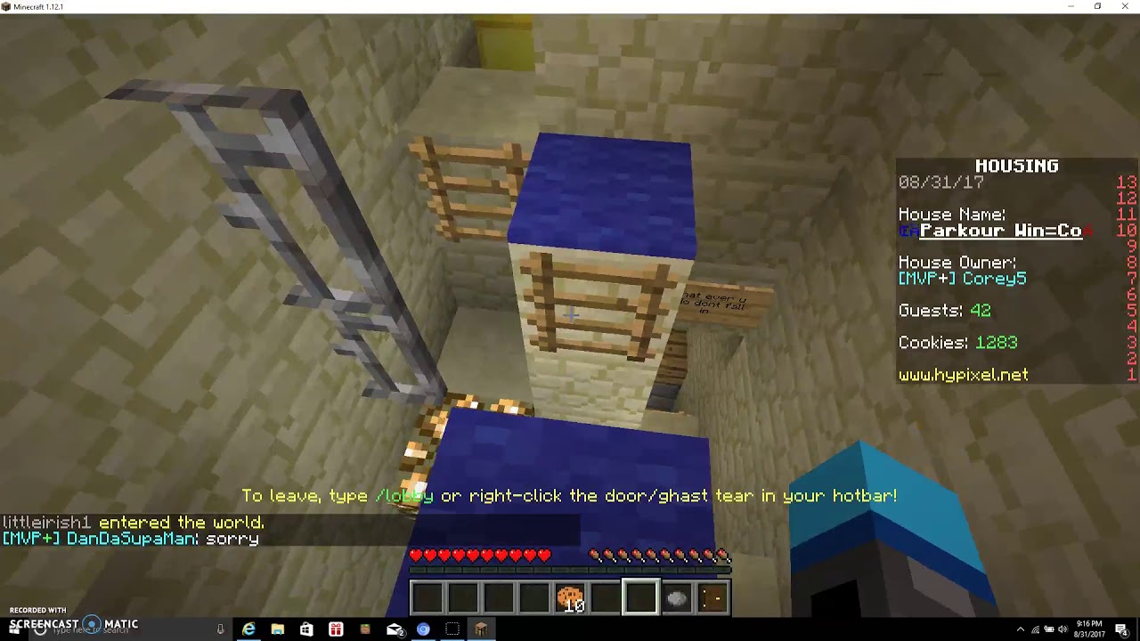 Easy parkour map: Minecraft Hypixel Playerhousing parkour - YouTube