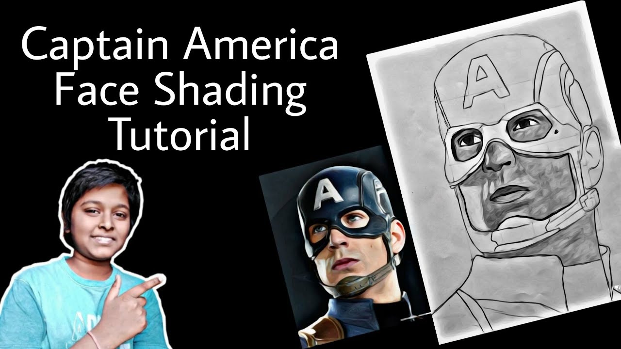 Captain America Face Shading Tutorial | How to draw Captain America ...