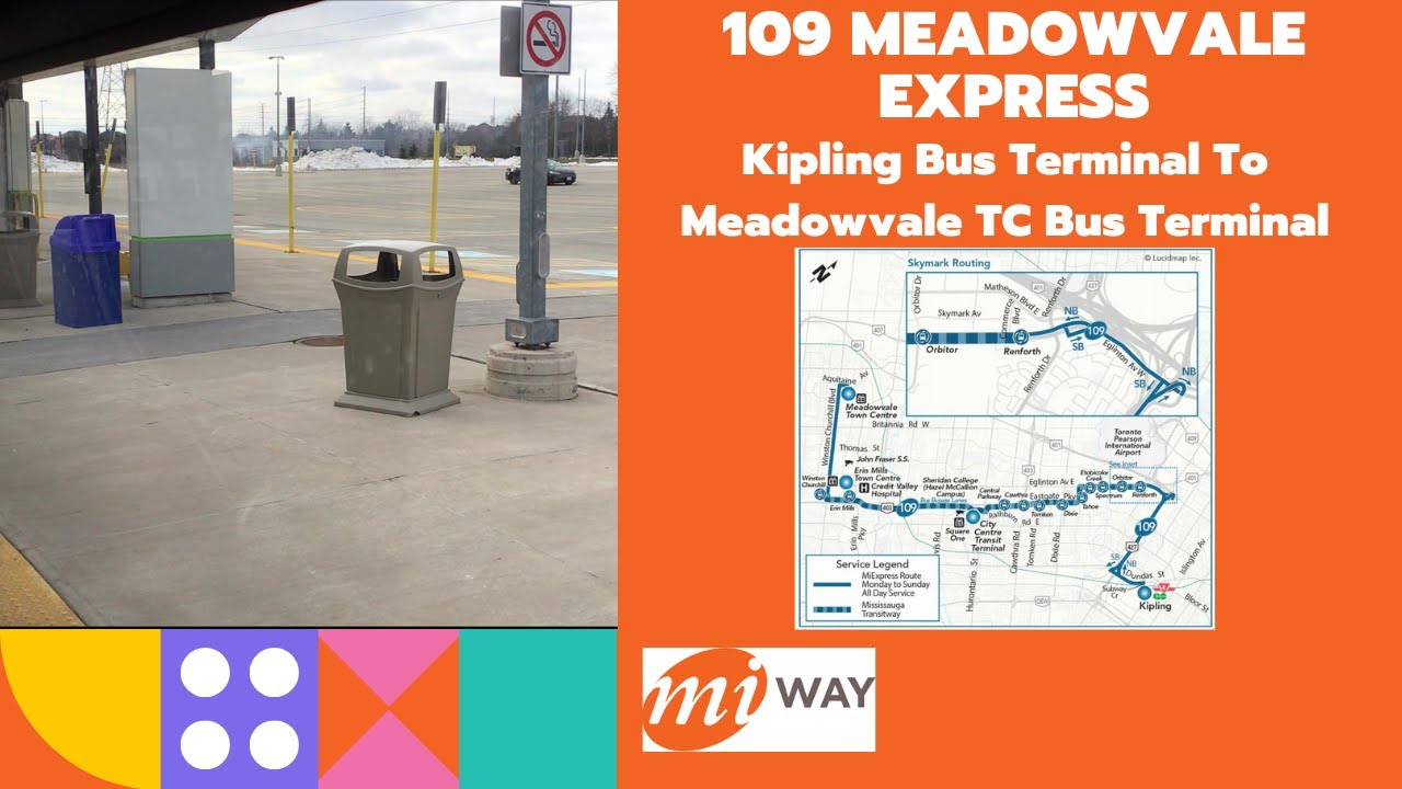 MiWay 109 Meadowvale Express - Kipling Bus Terminal To Meadowvale TC ...