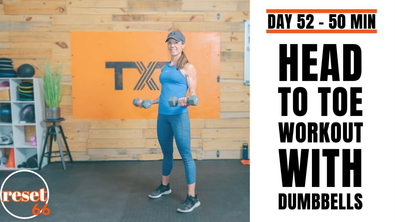 45 Minute Head to Toe Workout with Dumbbells | Reset 66 - Day 52 - YouTube