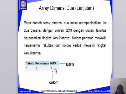 Logika Algoritma Pertemuan 9 - Array 1 & 2 dimensi - YouTube