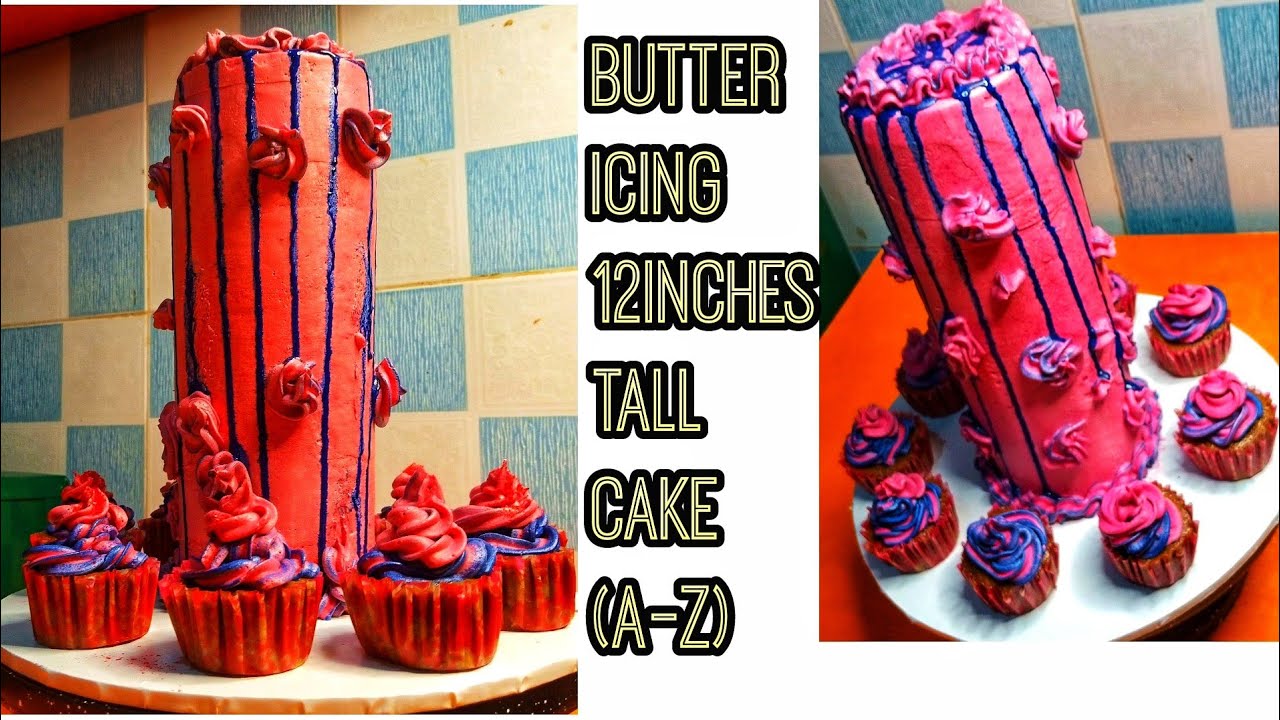 How to make and decorate a tall cake with butter icing - YouTube