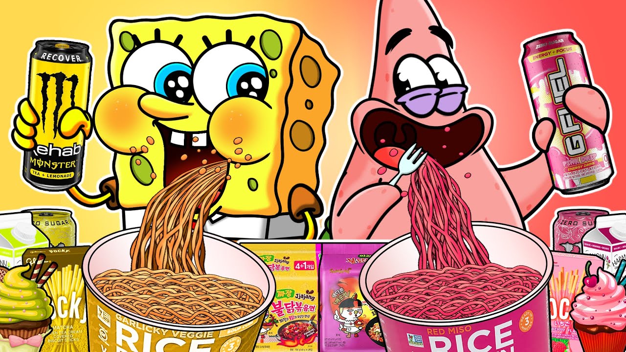 [Animation] Pink Vs Yellow! Eating Emoji Foods challenge Mukbang ...