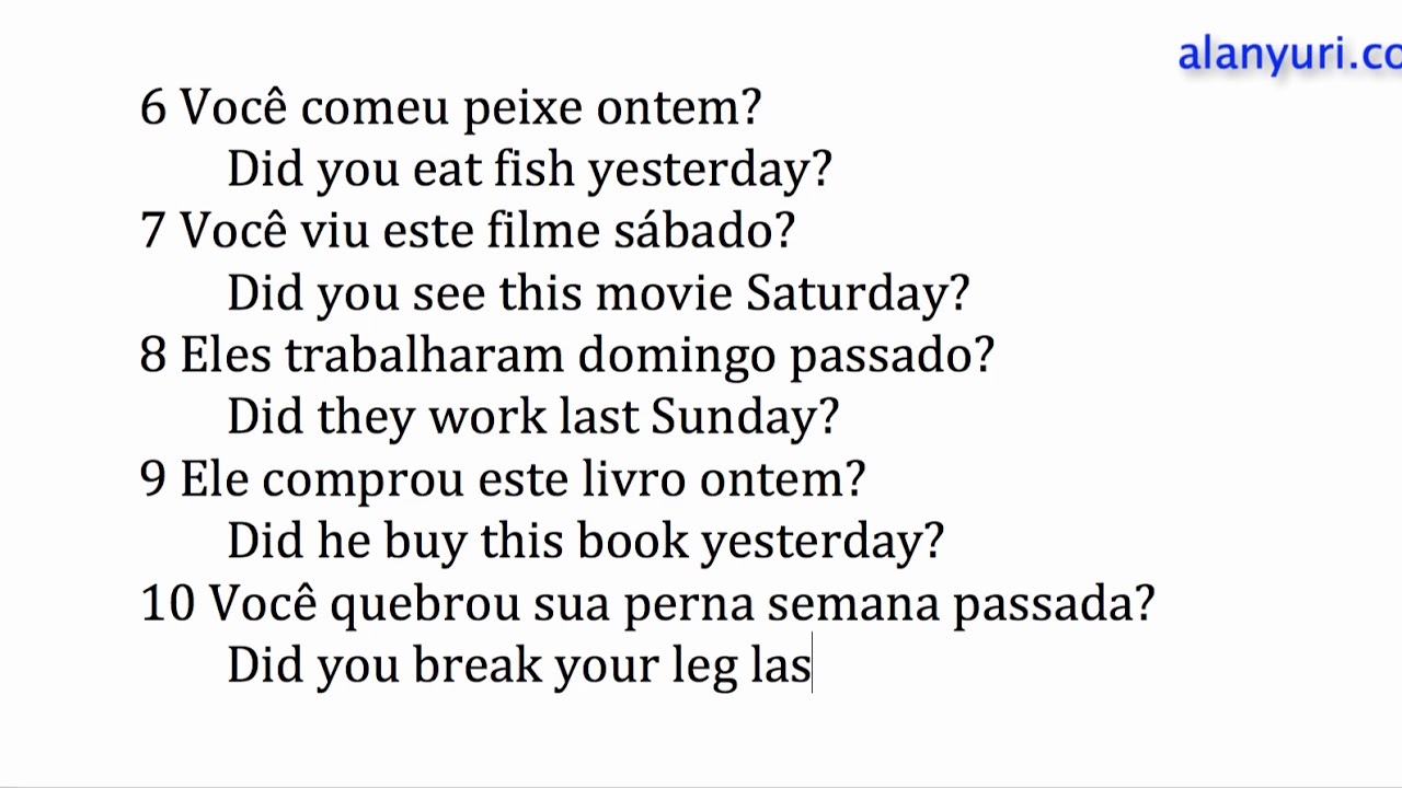 SD - Did - O verbo auxiliar DID usado em frases afirmativas, negativas ...