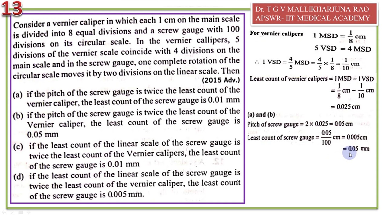 IIT JEE | NEET | PHYSICS | Units and Measurements | Problem 13 - YouTube