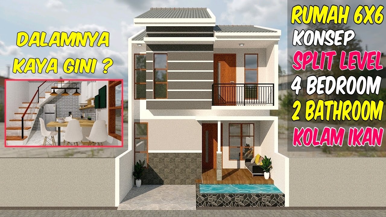 Rumah Minimalis Split Level 6x6 Terkeren 4 Kamar 2 Toilet - YouTube