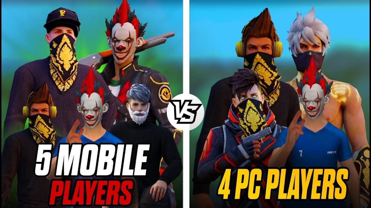 5 MOBILE PLAYERS VS 4 PC PLAYERS CLASH SQUAD CUSTOM ROOM MATCH # ...