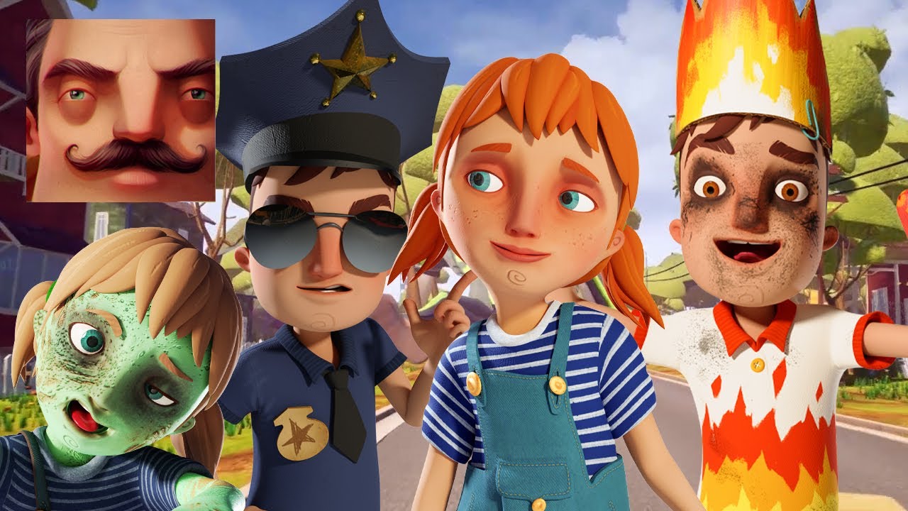 Hello Neighbor - My New Neighbor Aaron Cop May Zombie Aaron Fire Mya ...