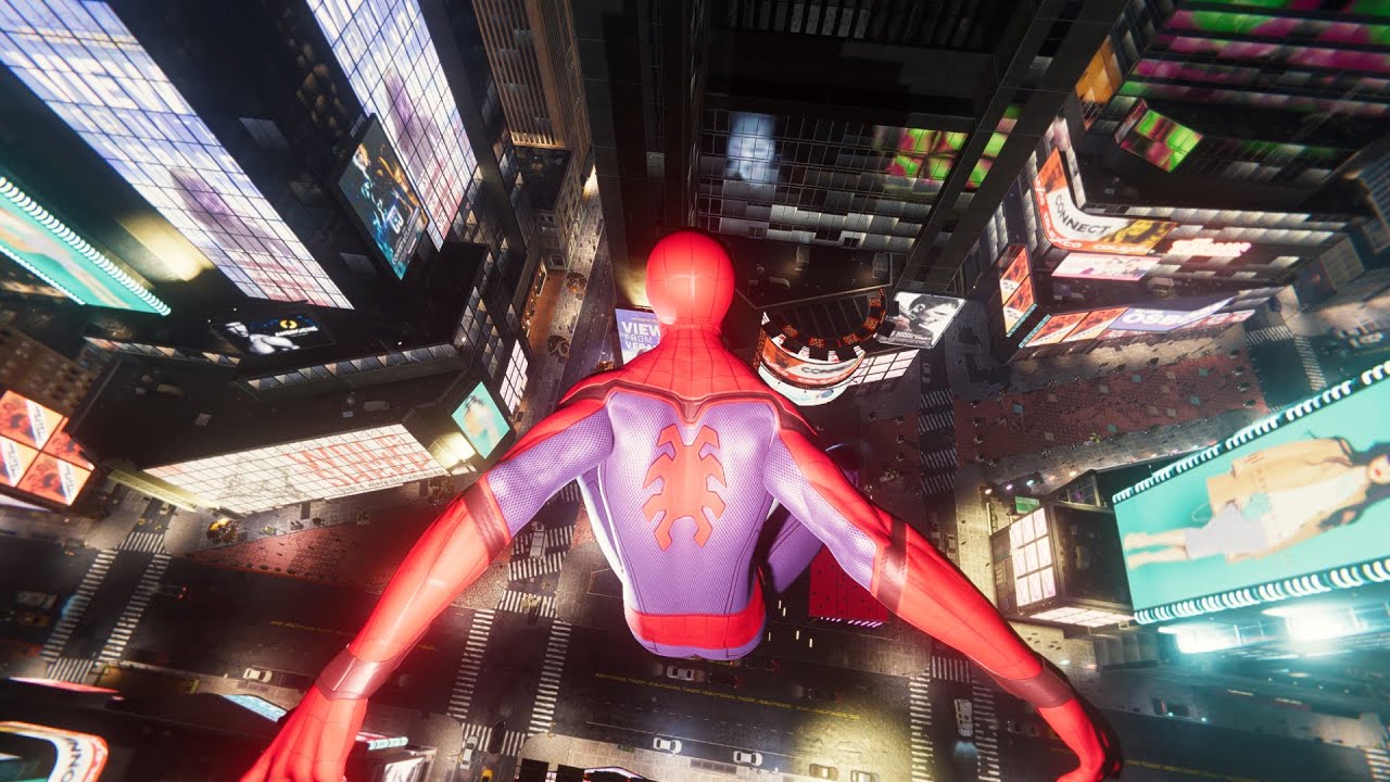 Spiderman Night Swinging at Times Square🔥 Marvel’s Spider-Man ...