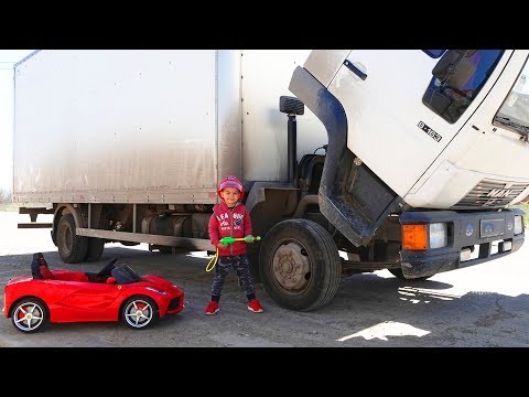 Truck is broken down – Dima on power wheels car repair the truck