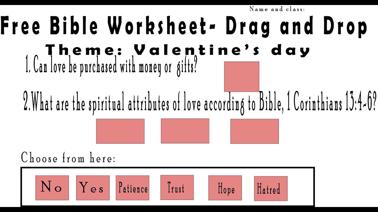 Free Love or Valentine's Day Sunday school(Bible) drag and drop ...