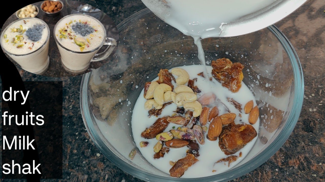 చక్కర/బెల్లం వేయకుండా చల్ల చల్లని డ్రై ఫ్రూట్స్ మిల్క్ షేక్/how to make ...