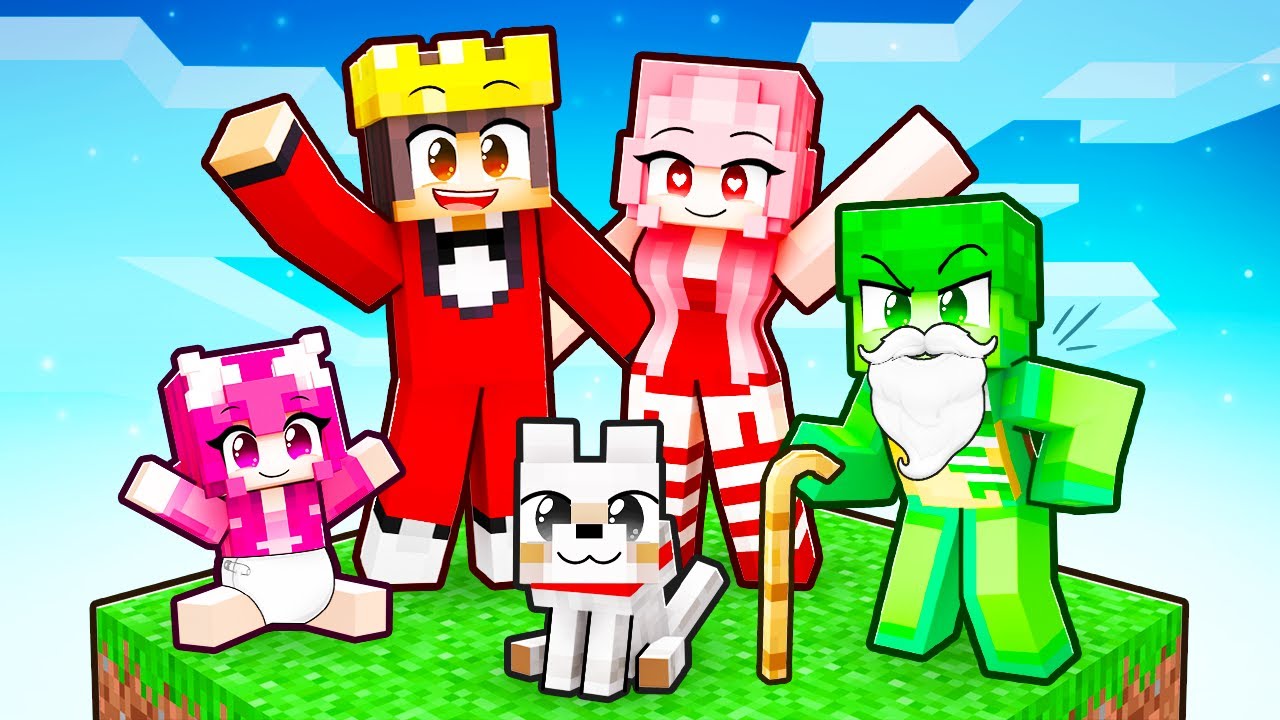 Playing as a FAMILY on ONE BLOCK in Minecraft! - YouTube