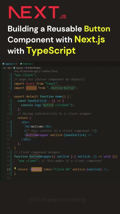Building a Reusable Button Component with Next.js with TypeScript || 🎉 💻🚀 🎯 #shorts #coding # ...