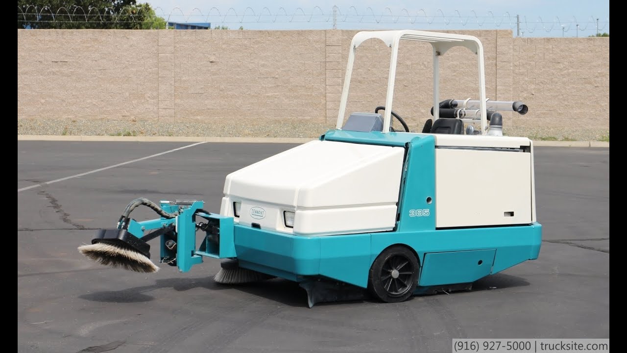 Tennant 385 Gas Power Sweeper for Sale - YouTube