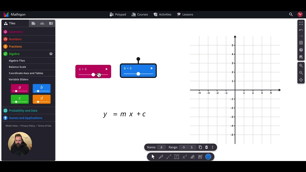 Algebra Graphs Equations Slider variables - YouTube