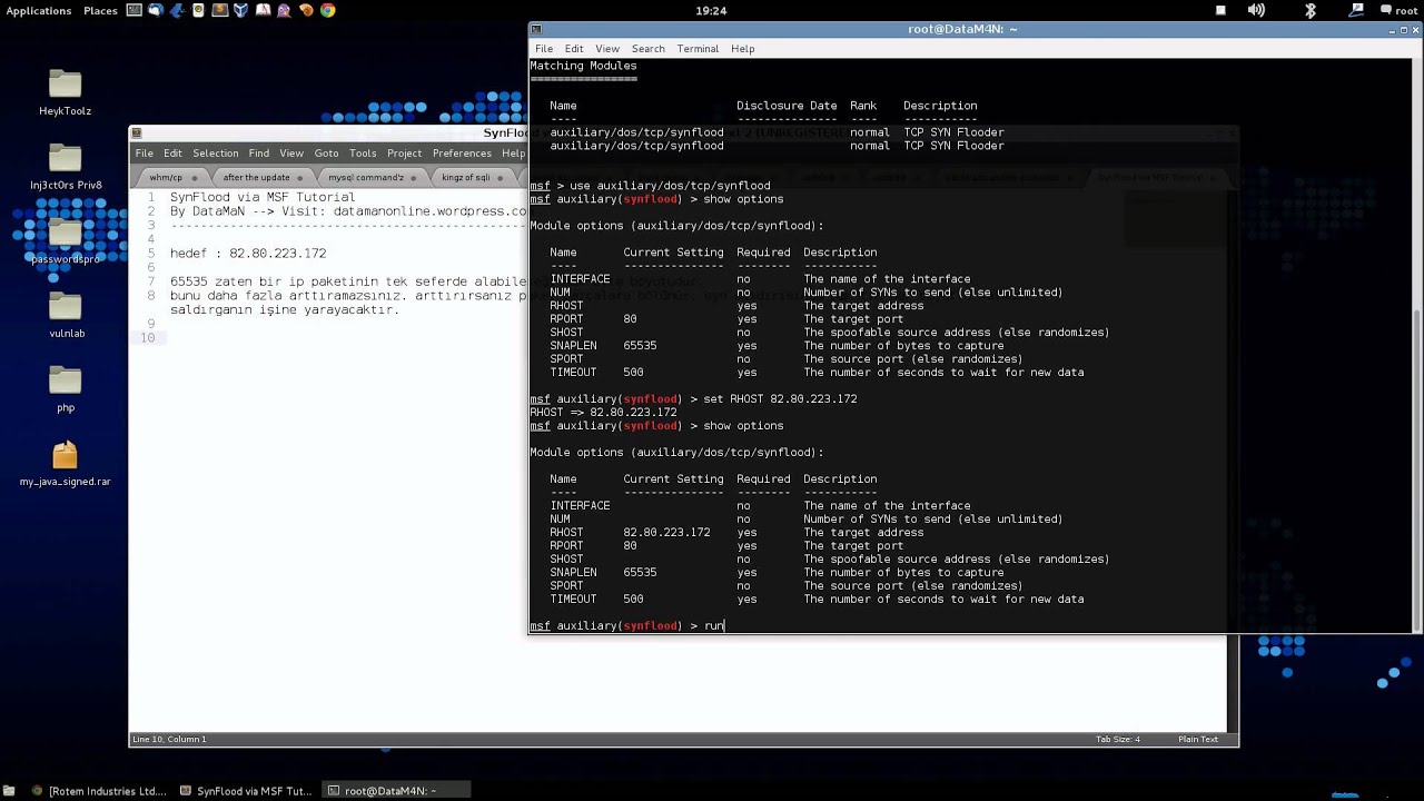 Metasploit - SynFlood Auxiliary Kullanımı - YouTube