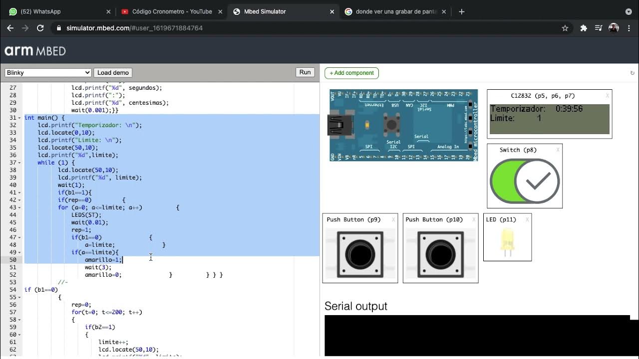 Temporizador en Mbed Simulator - YouTube